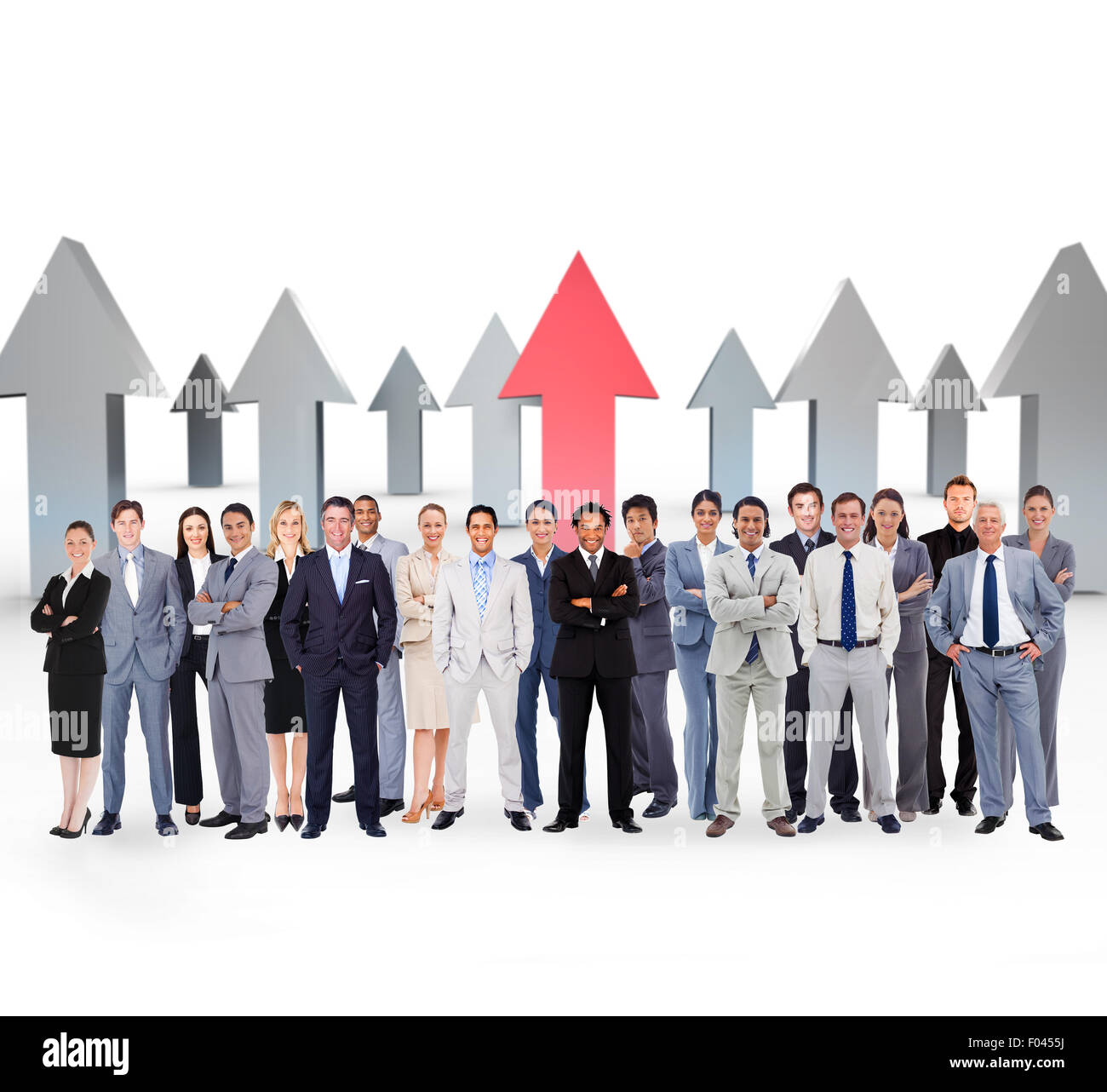 Composite image of business people standing up Stock Photo - Alamy