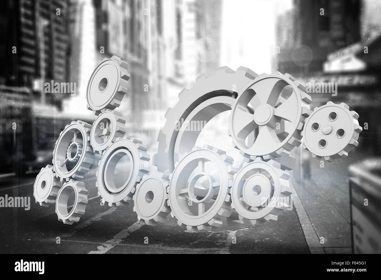 Composite image of cog and wheel Stock Photo - Alamy