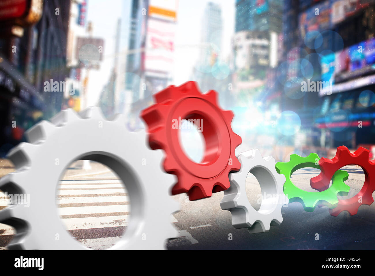 Composite image of white and red cogs and wheels Stock Photo - Alamy
