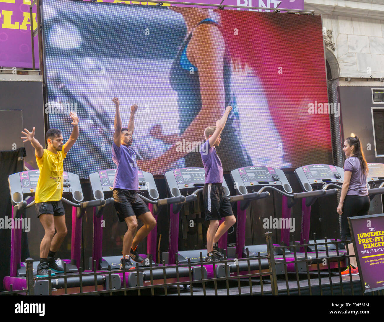 New York, USA. 6th Aug, 2015. Treadmill dancing outside the New York ...
