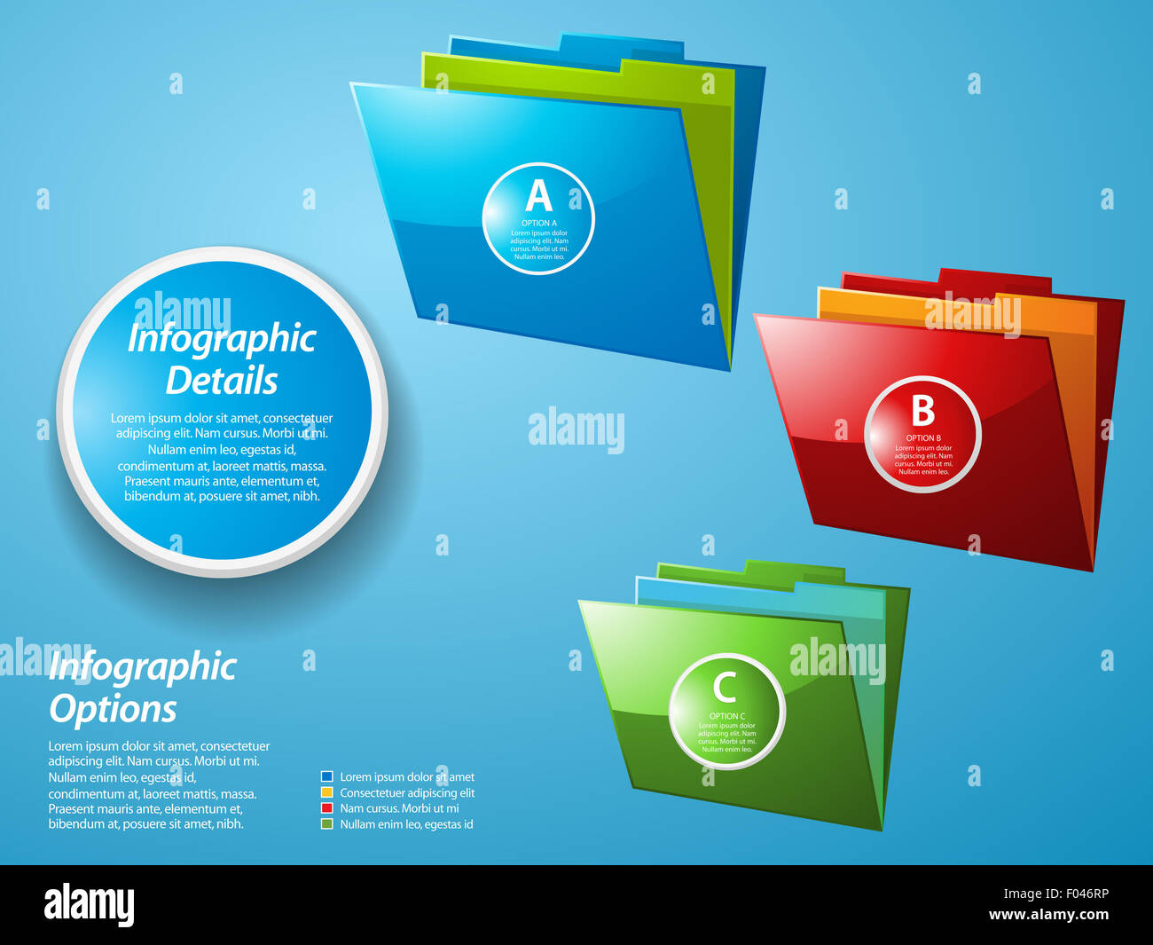 Infographic with Glossy Folders Over Light Blue Background Stock Photo ...
