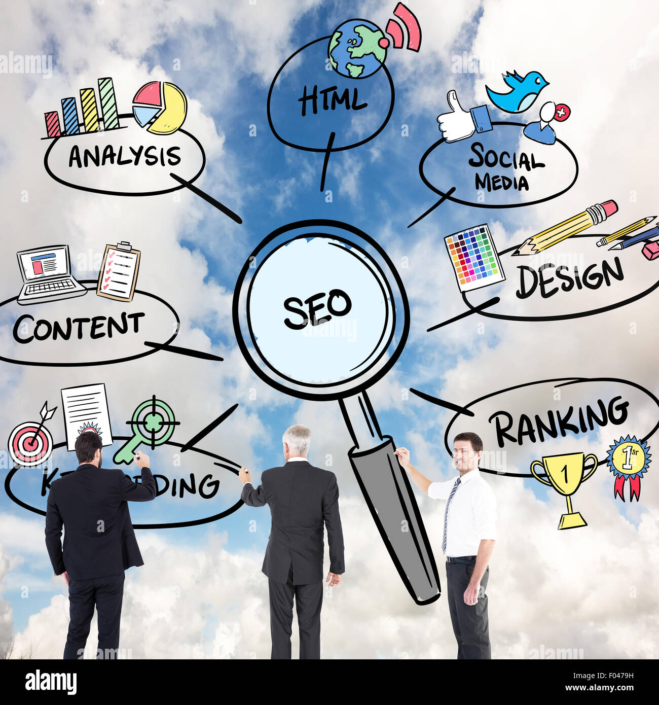 Composite image of business team writing Stock Photo - Alamy