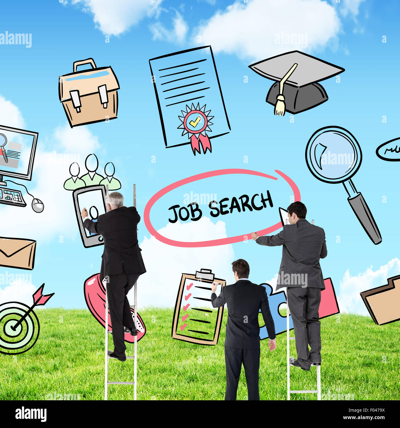 Composite image of business team writing Stock Photo - Alamy