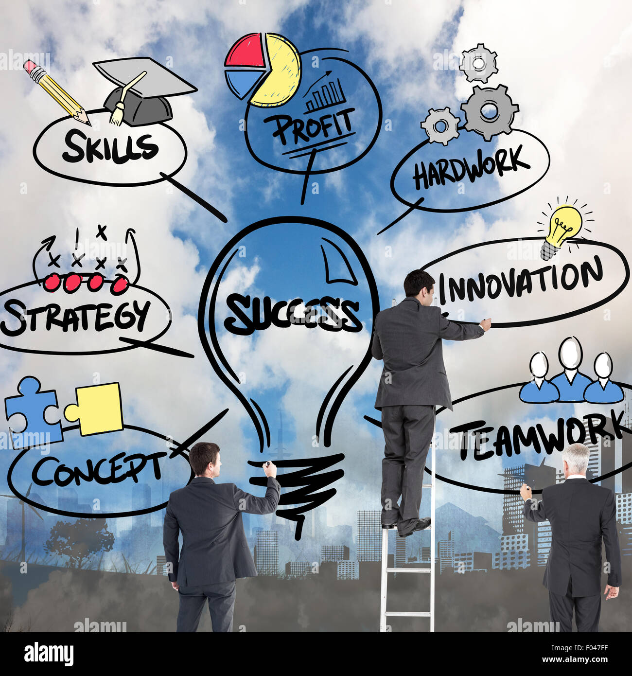 Composite image of business team writing Stock Photo - Alamy