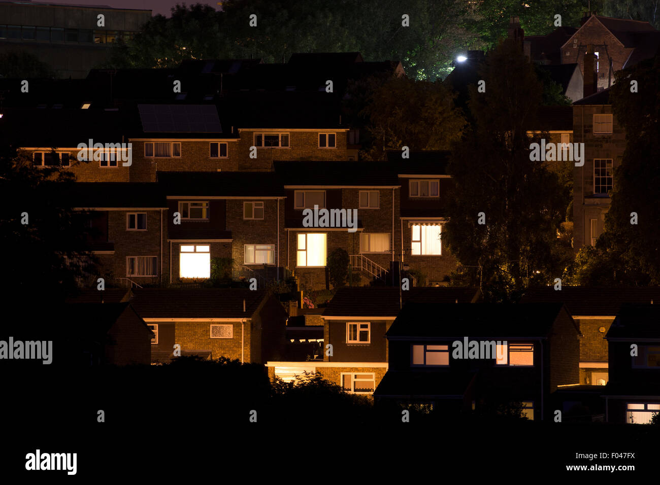 Houses at night, Warwick, Warwickshire, England, UK Stock Photo - Alamy