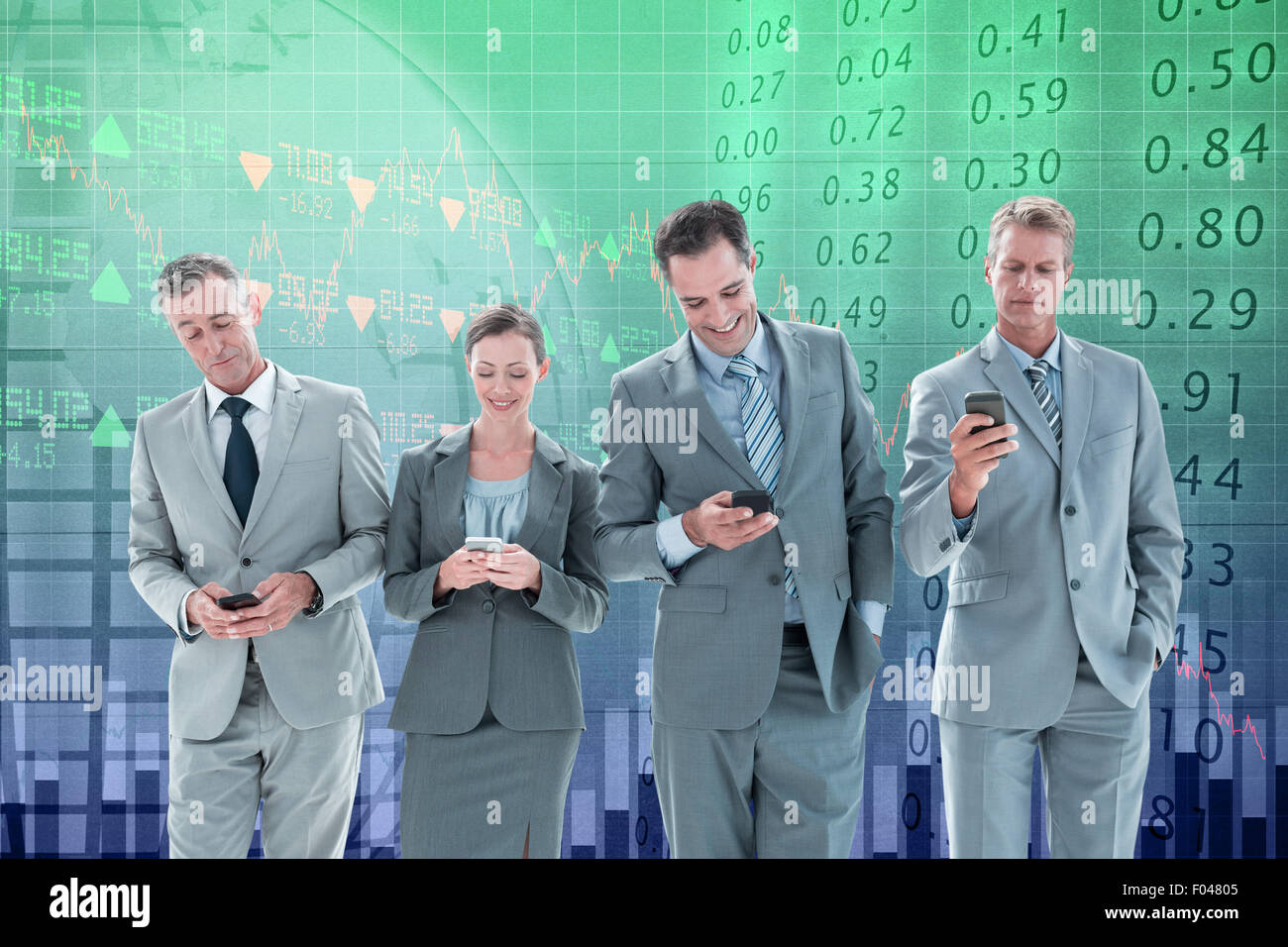 Composite image of employees using their mobile phone Stock Photo - Alamy