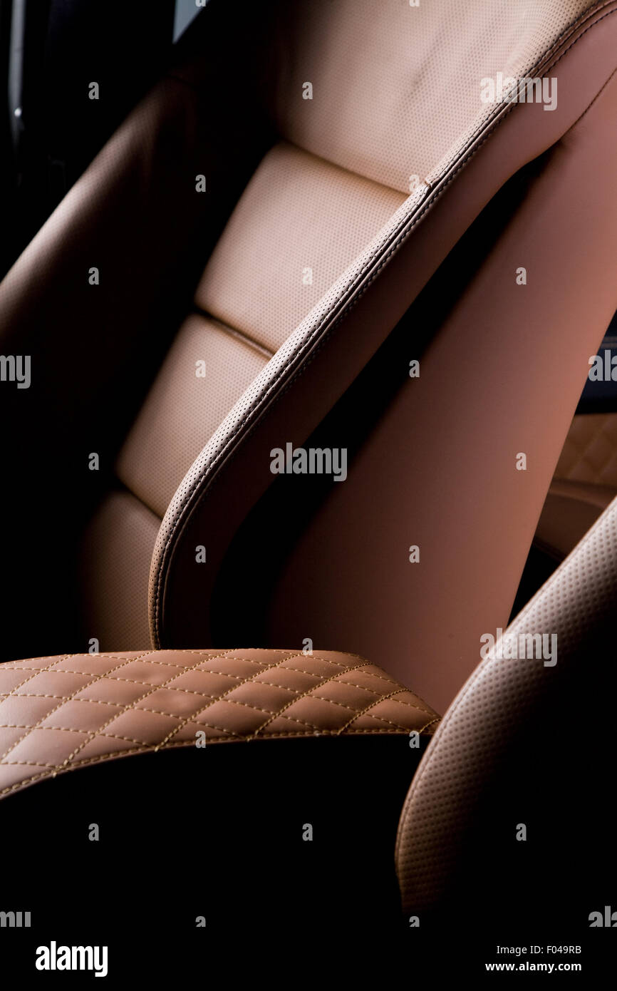 Leather car seat close up photo Stock Photo - Alamy