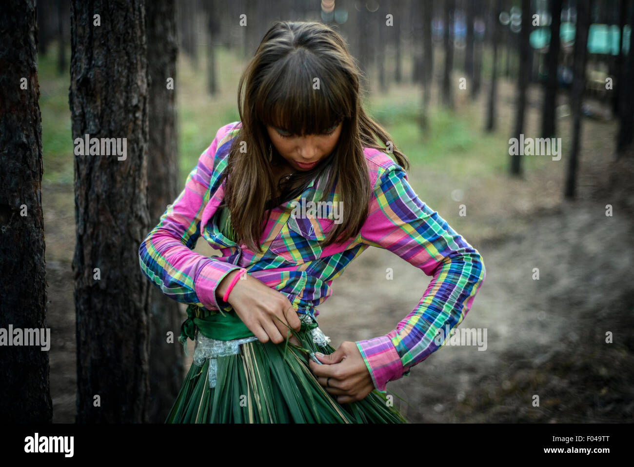 Scouts during a carnival in Ukrainian scout training camp, Kiev region ...