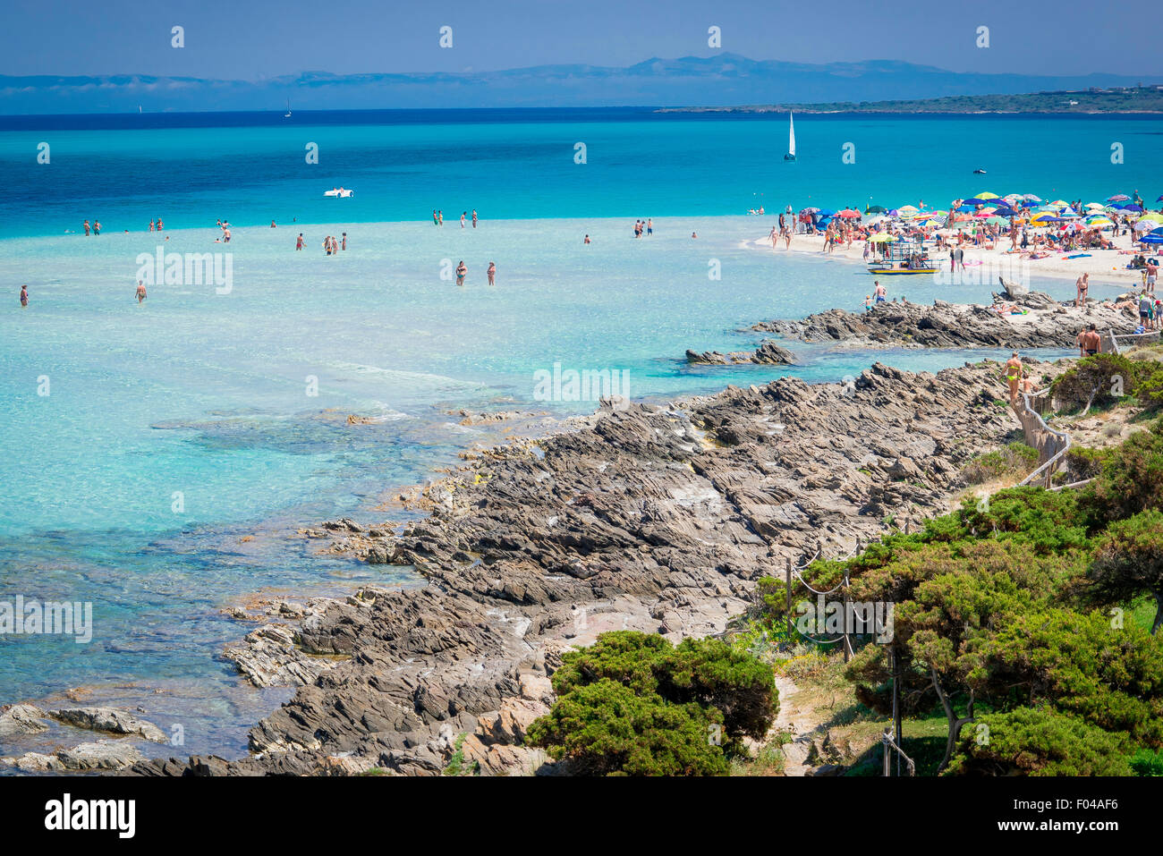 La Pelosa Beach stunning sea water,Sardinia Stock Photo - Alamy