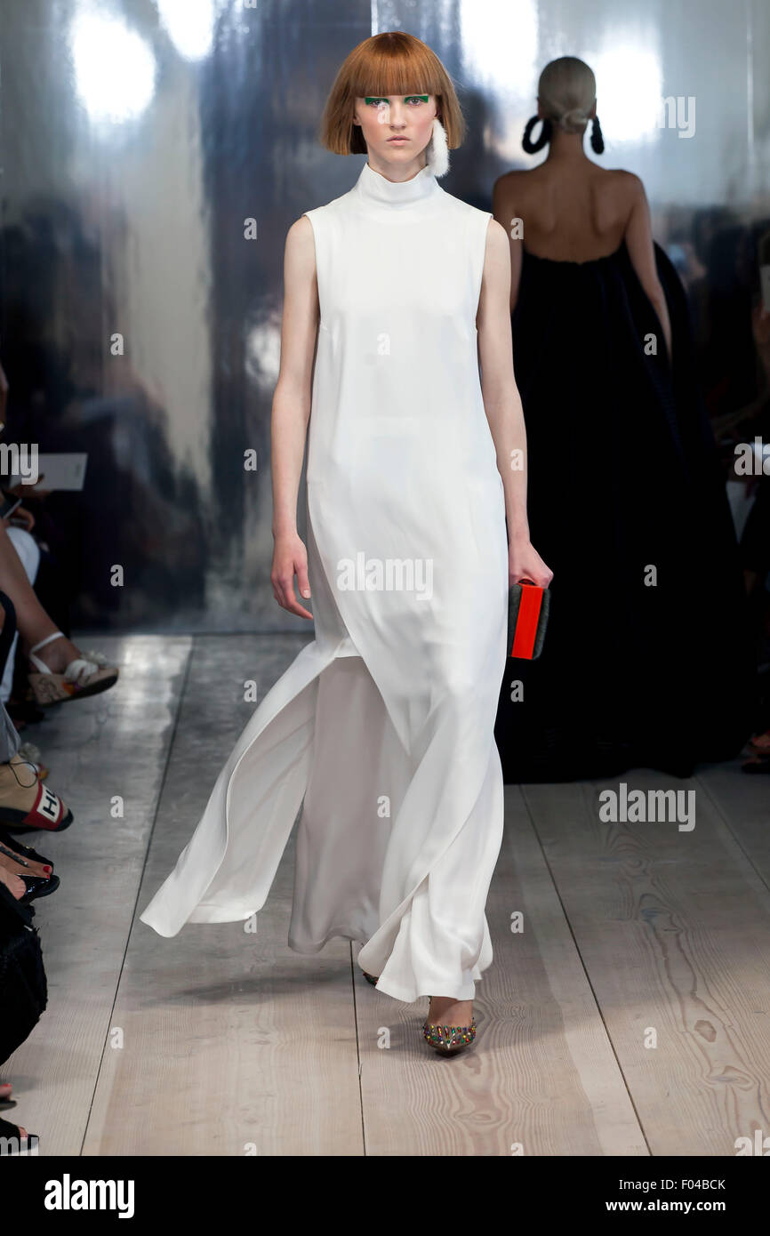 Copenhagen, Denmark, 6th Aug, 2015. A model walks the runway wearing ...