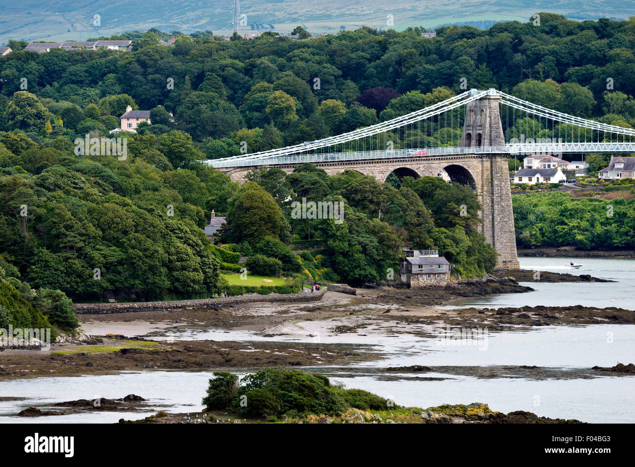 Menai Suspension Bridge Anglesey North Wales Uk Thomas Telford Stock ...