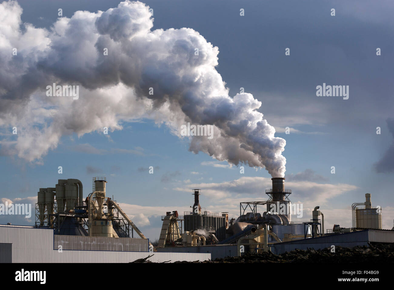 Factory chimney exhausting steam columns Stock Photo - Alamy