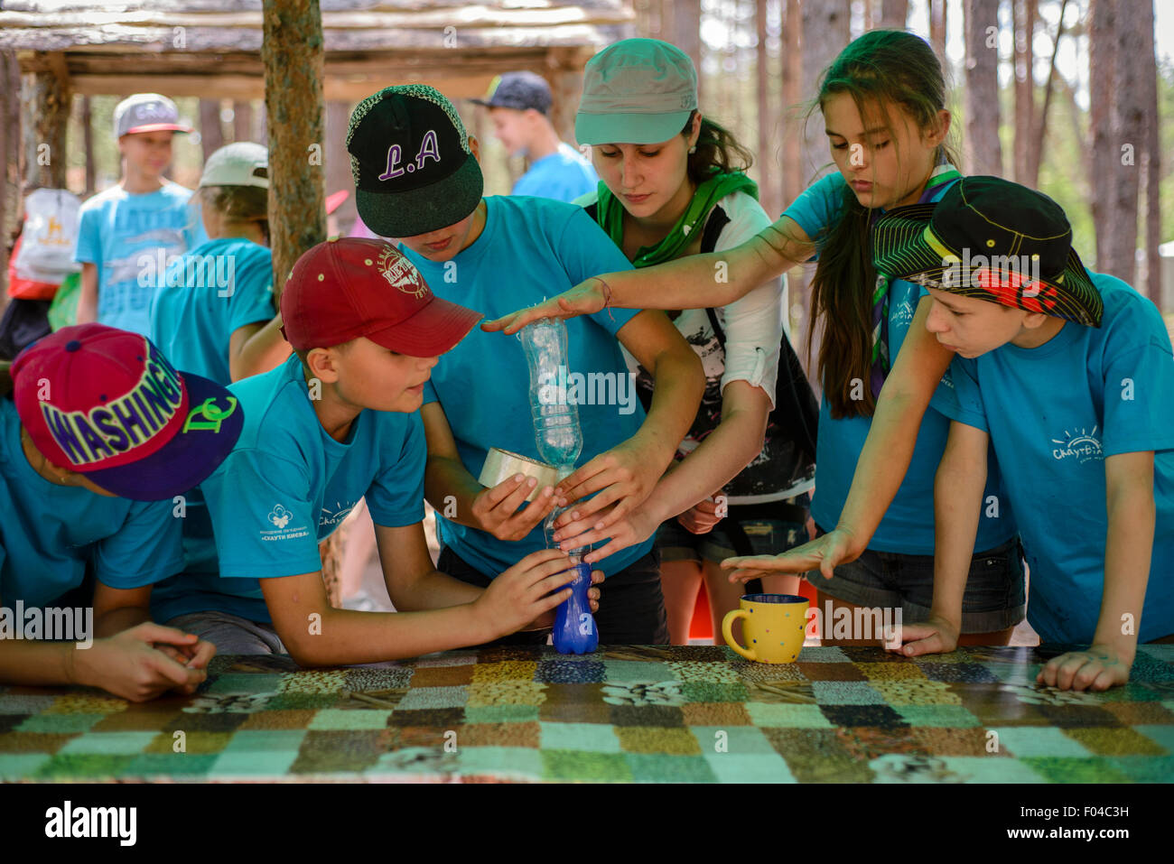 Scouts art class lesson at a camp in Ukrainian scout training camp ...
