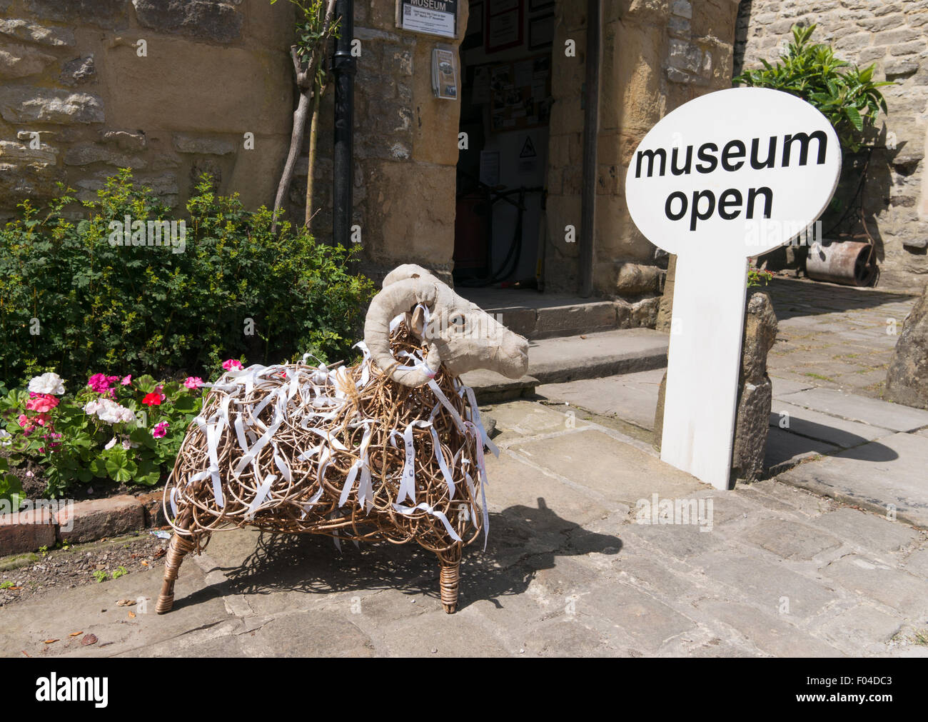 Derbyshire ram wooden sculpture outside Bakewell Old House Museum ...