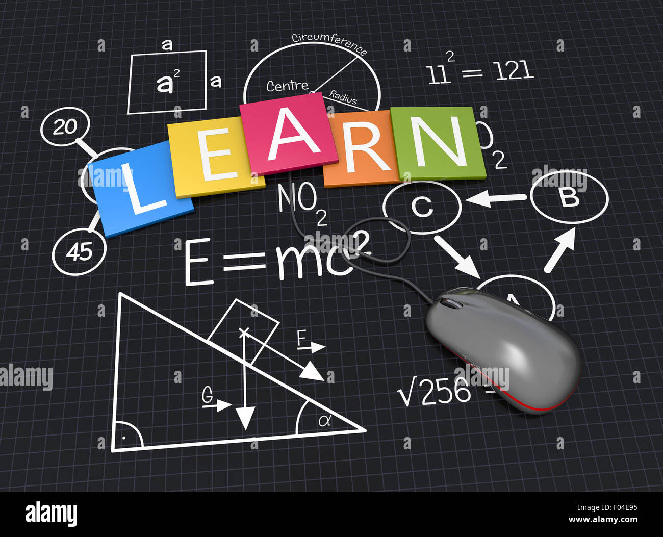 Study with school symbols background Stock Photo - Alamy