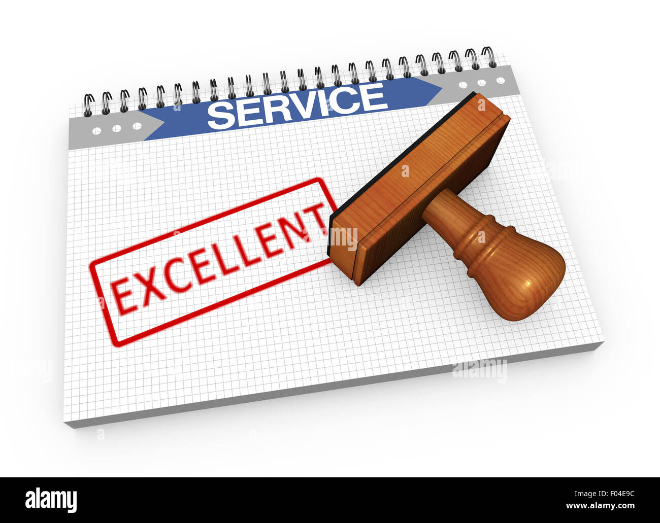 Notebook and rubber stamp with the word excellent Stock Photo - Alamy