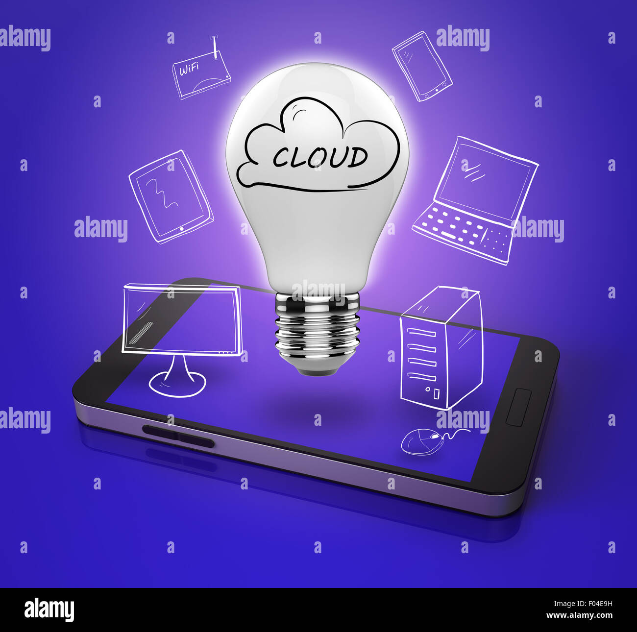 Cloud computing with mobile phone Stock Photo - Alamy