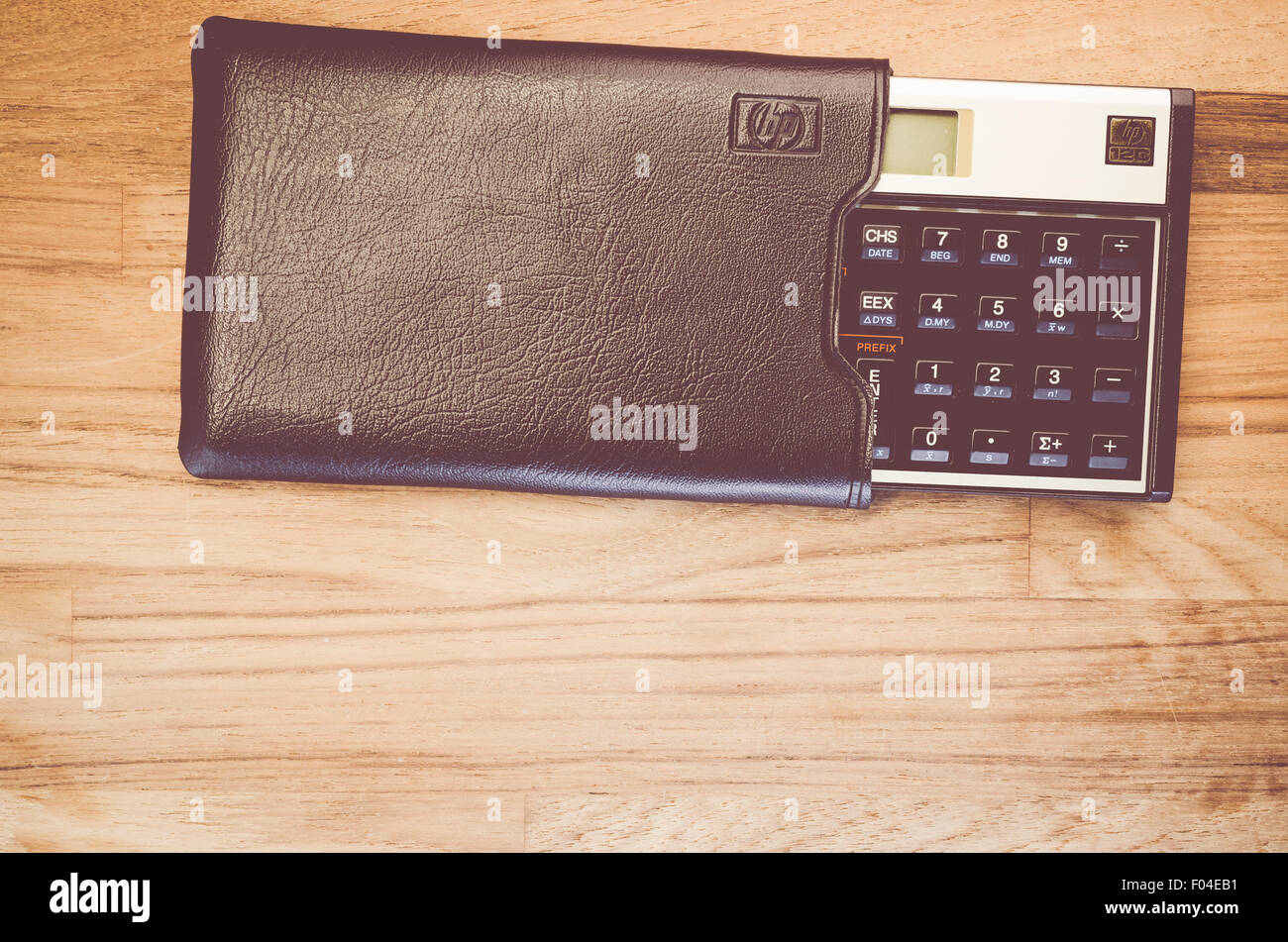 HP-12C Hewlett-Packard rpn financial calculator with slipcase on a ...