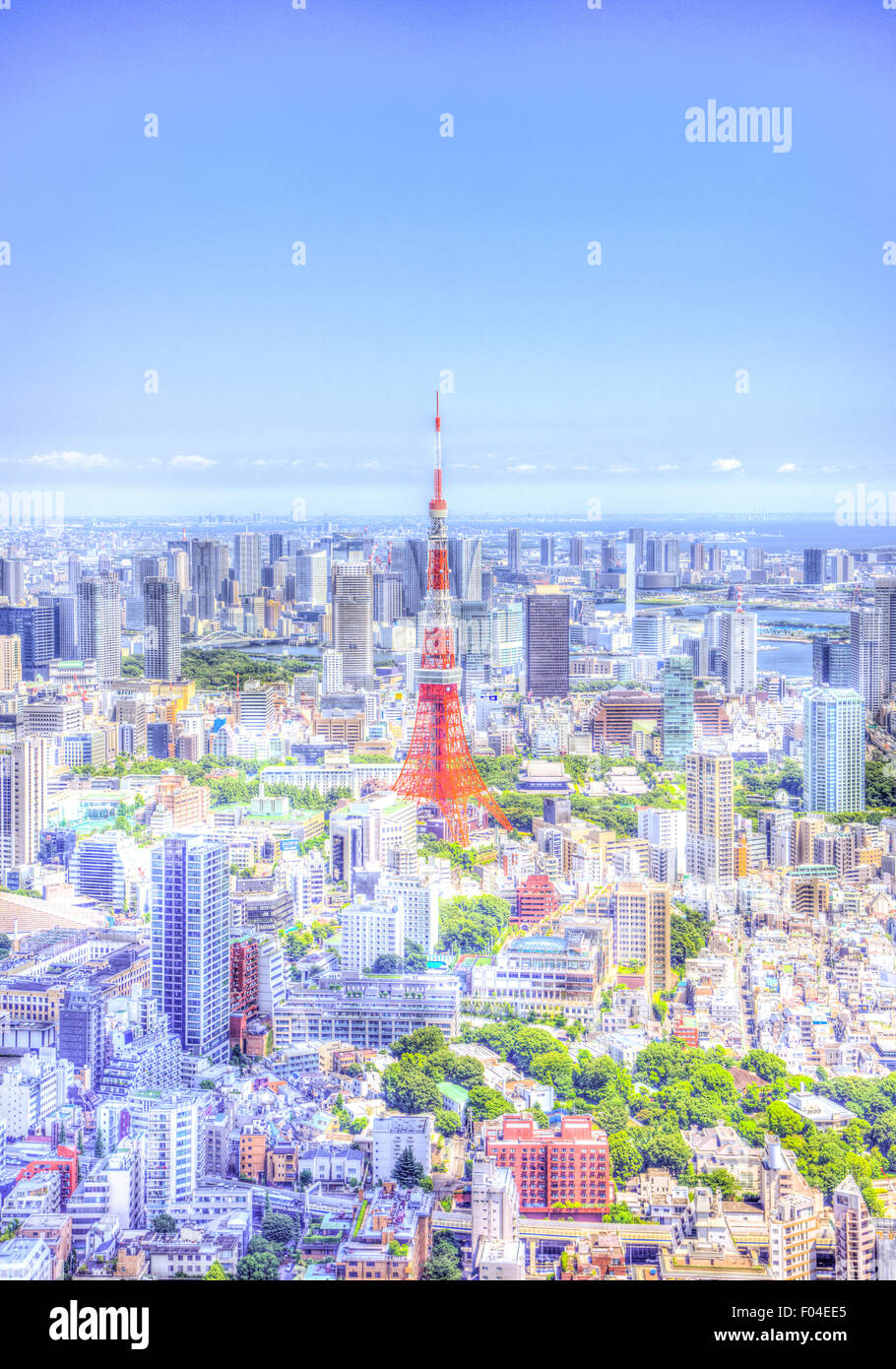 Tokyo Tower,view from Roppongi Hills observatory Sky Deck, Minato-Ku ...