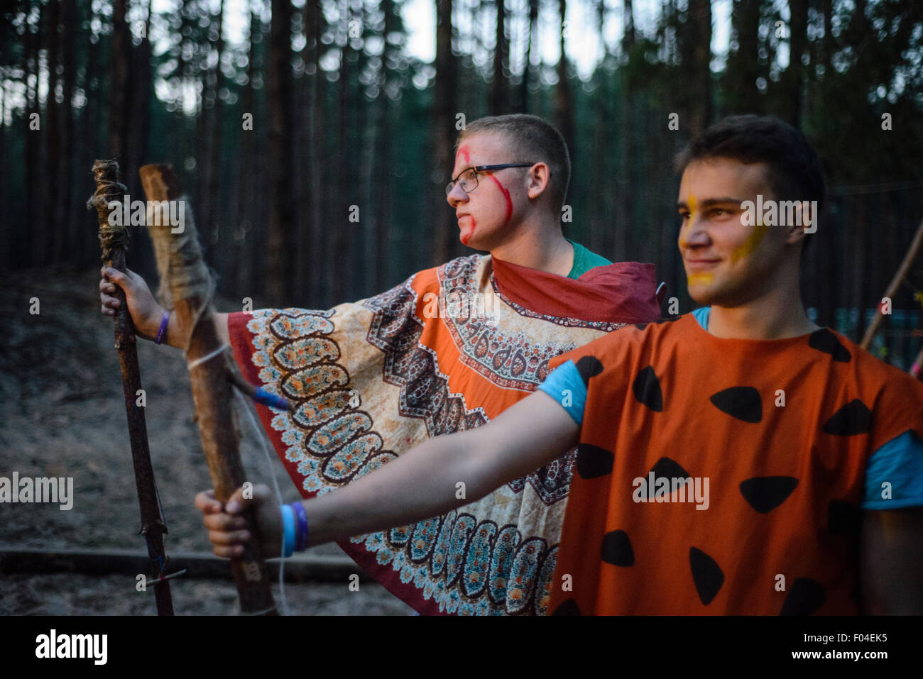 Boy scouts wearing carnival costume during a festival in Ukrainian ...