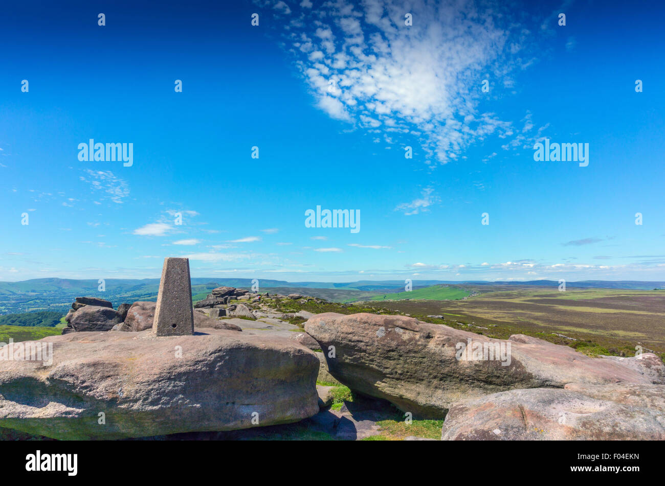 Trig Point, Stanage Edge, Peak District, Derbyshire Stock Photo - Alamy