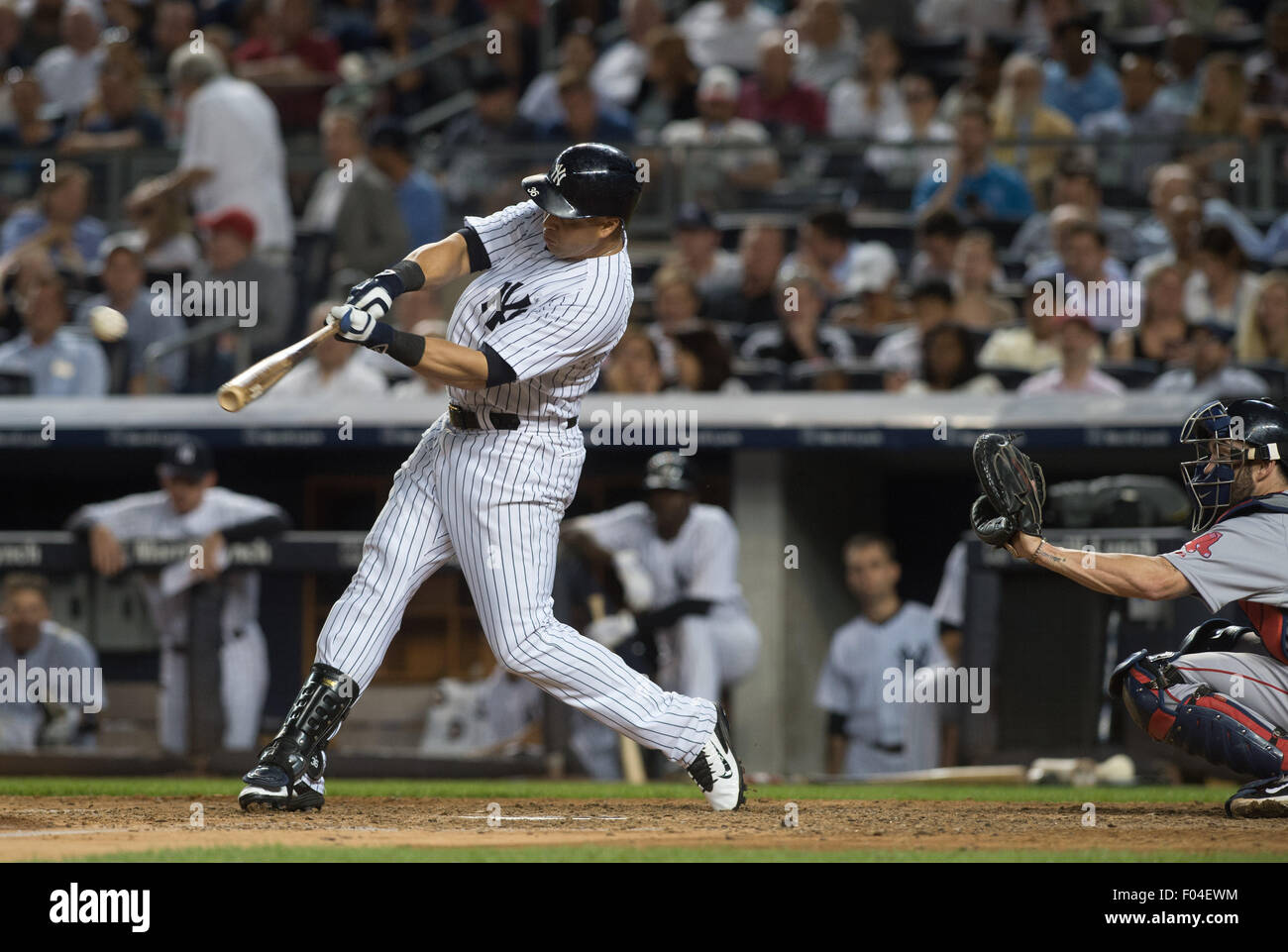 New York, New York, USA. 5th Aug, 2015. Yankees' CARLOS BELTRAN hits a ...