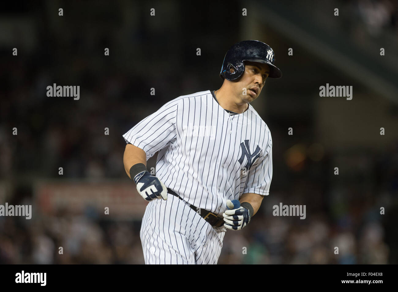 New York, New York, USA. 5th Aug, 2015. Yankees' CARLOS BELTRAN hits a ...