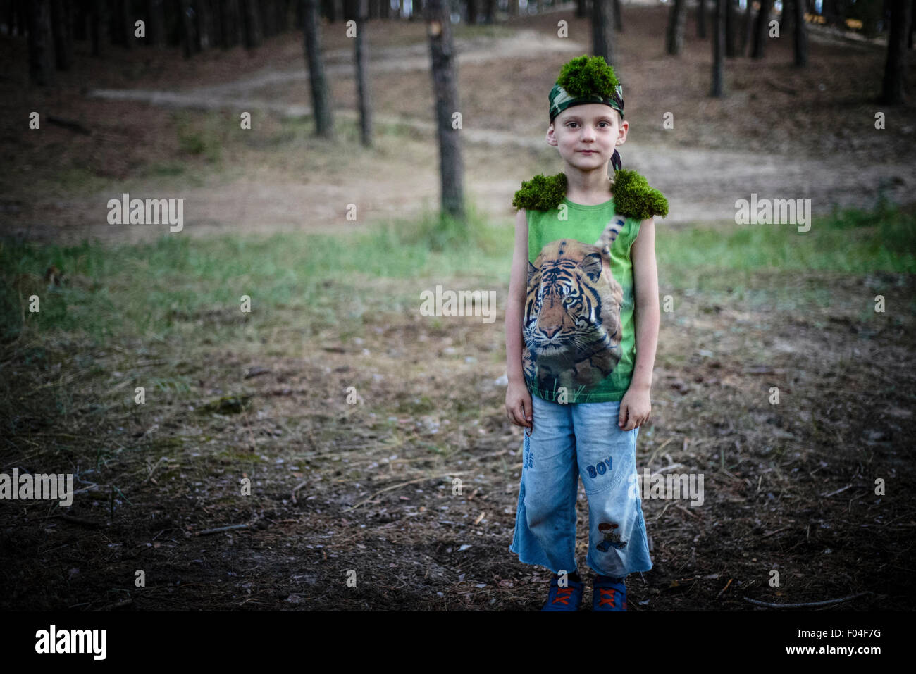 Scouts during a carnival in Ukrainian scout training camp, Kiev region ...