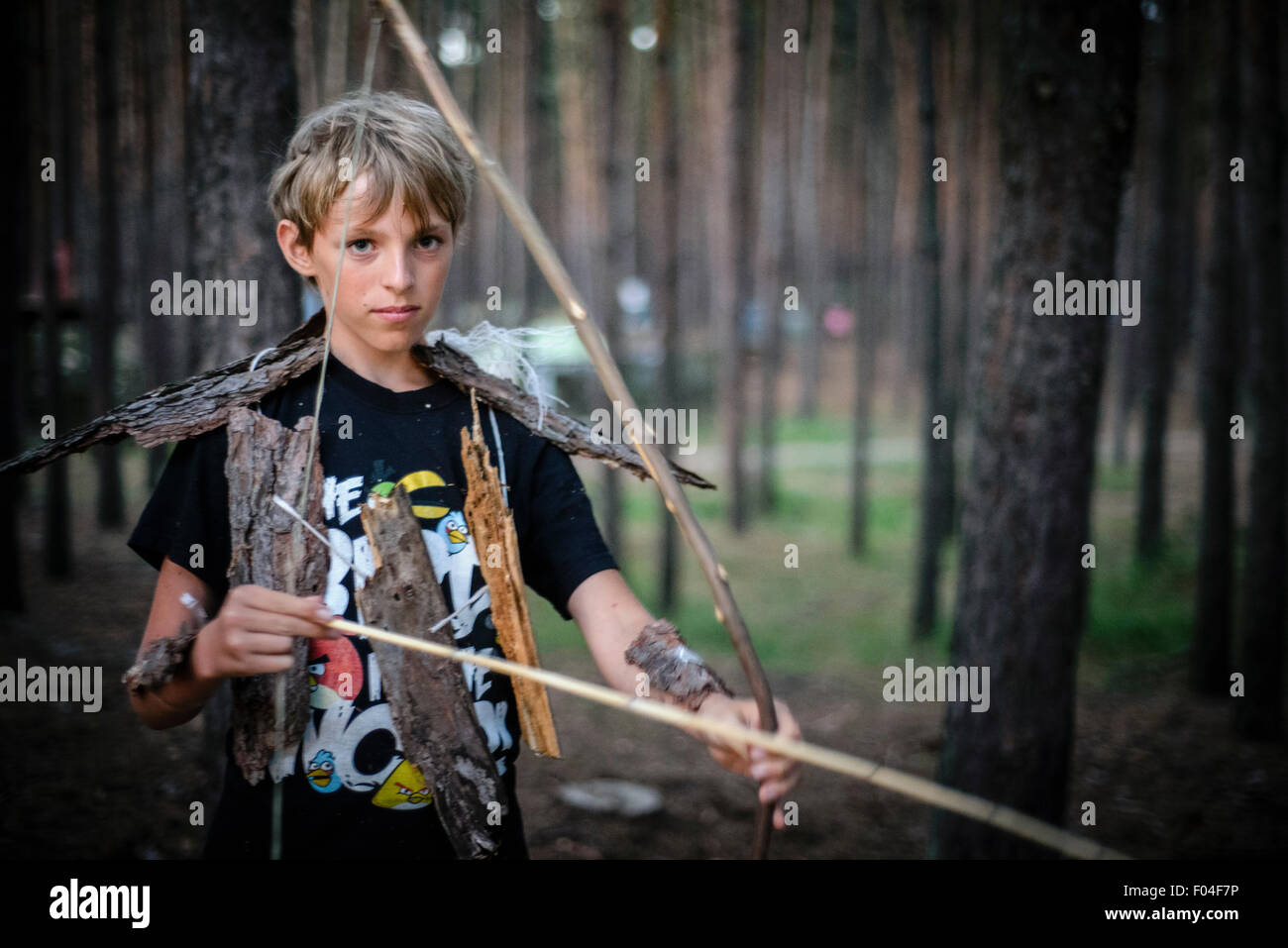Scouts during a carnival in Ukrainian scout training camp, Kiev region ...