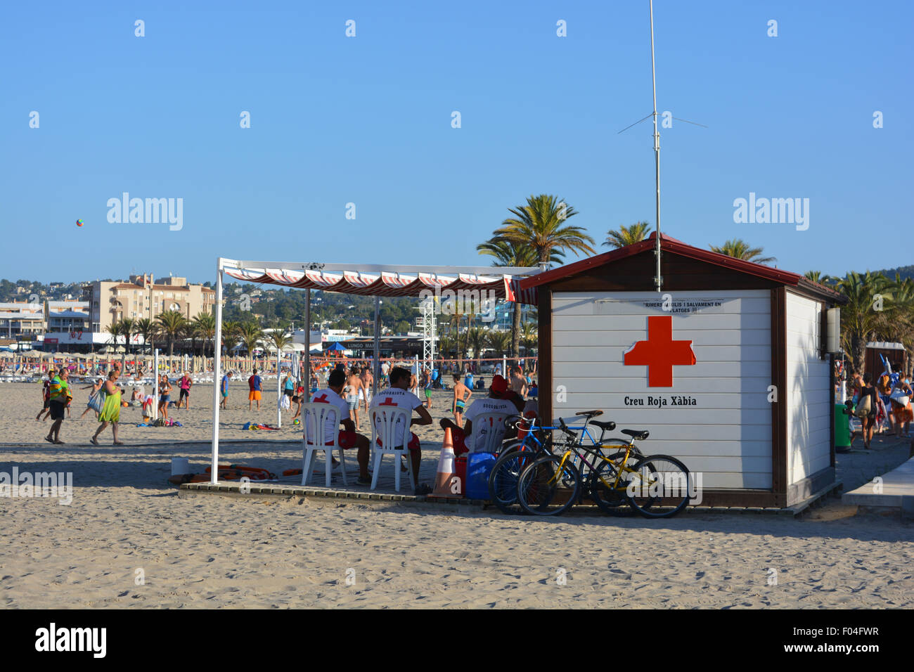 Cruz Roja, Red Cross Station on the Arenal beach, resort town of Javea ...