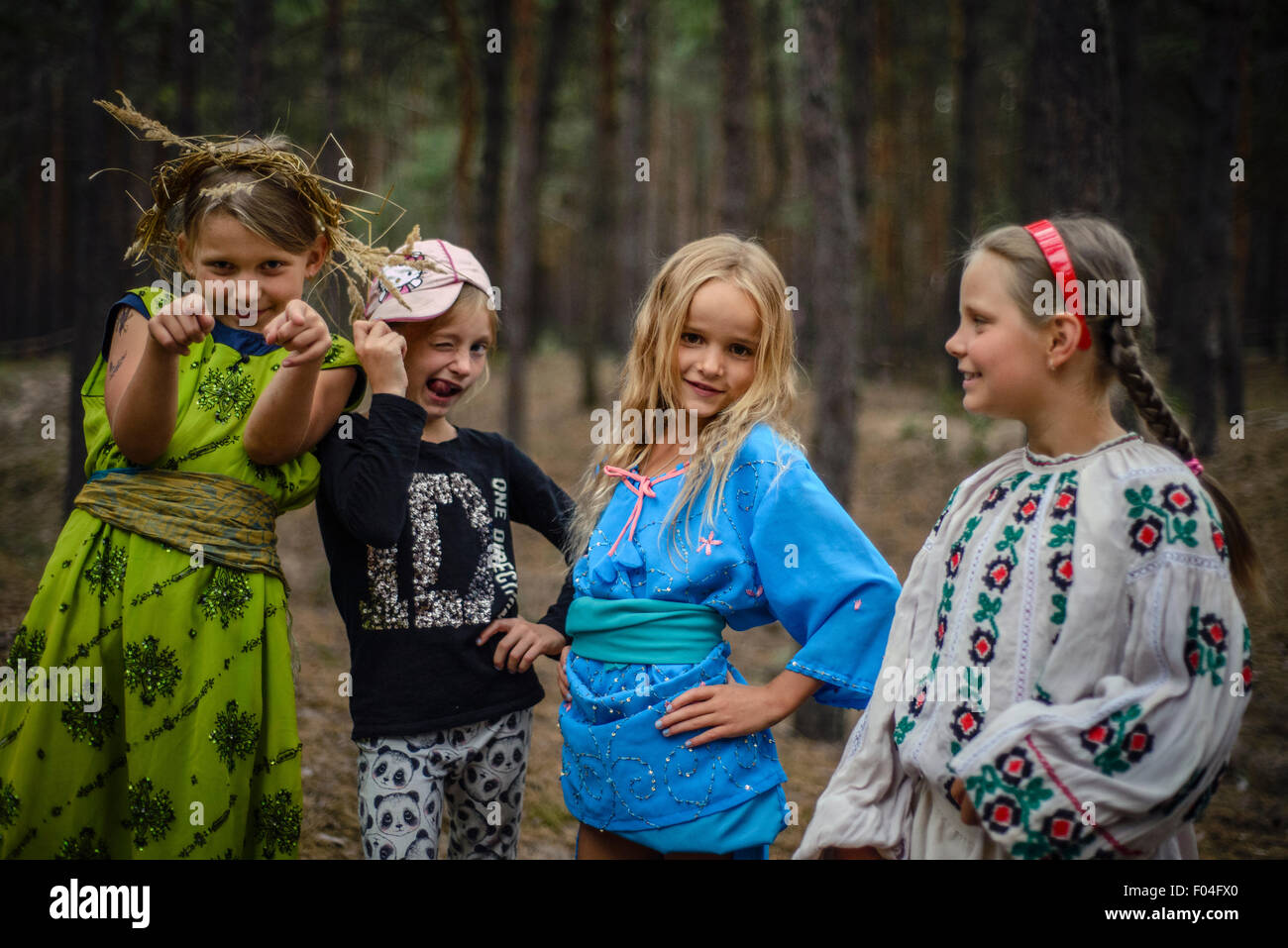 Girl scouts before performance in Ukrainian scout training camp, Kiev ...