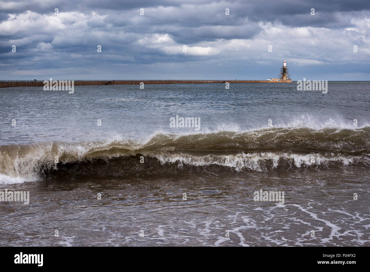 Roker pier and Lighthouse under scaffolding, Sunderland, Tyne and Wear ...