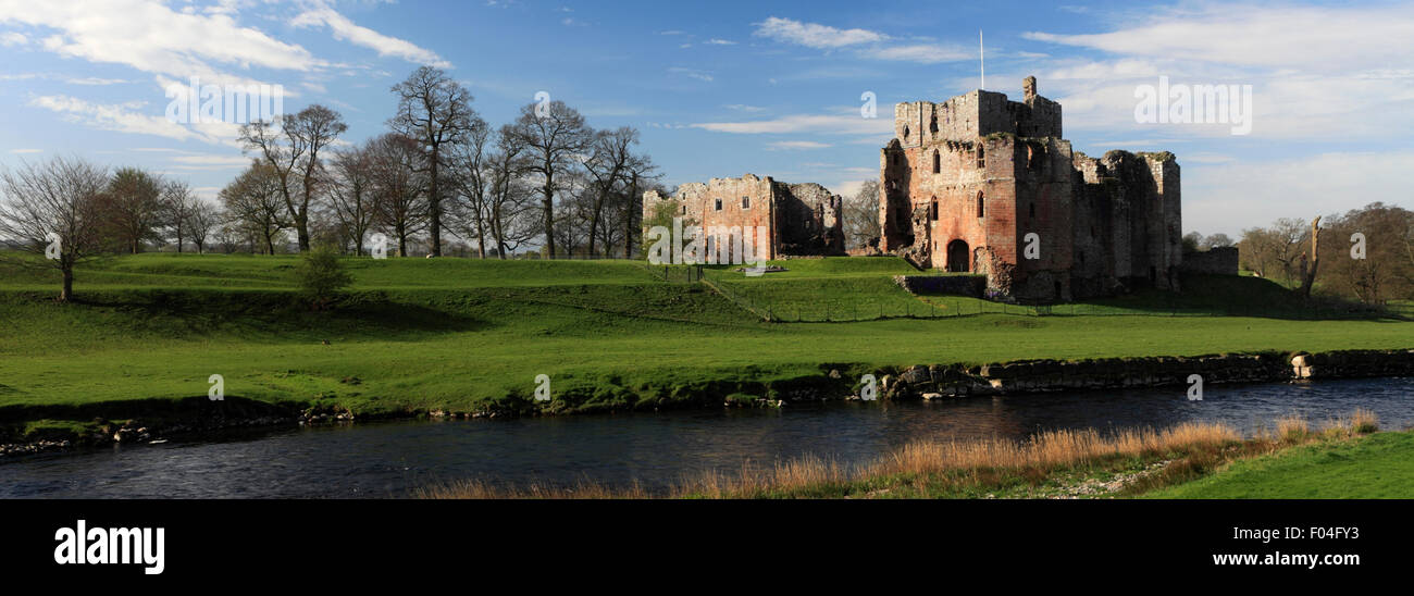 The ruins of Brougham Castle, river Eamont, English Heritage, Penrith ...