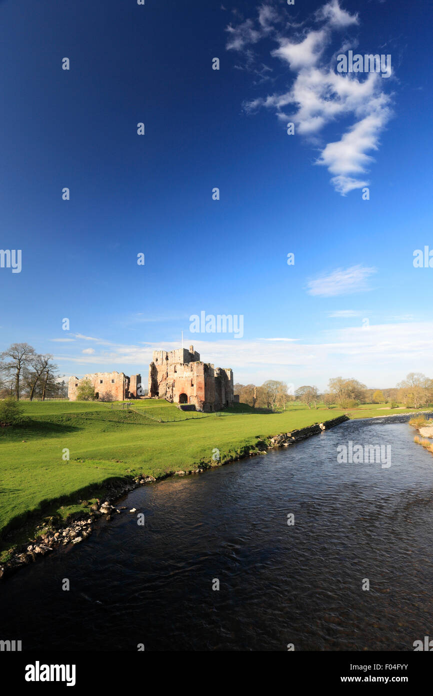 The ruins of Brougham Castle, river Eamont, English Heritage, Penrith ...