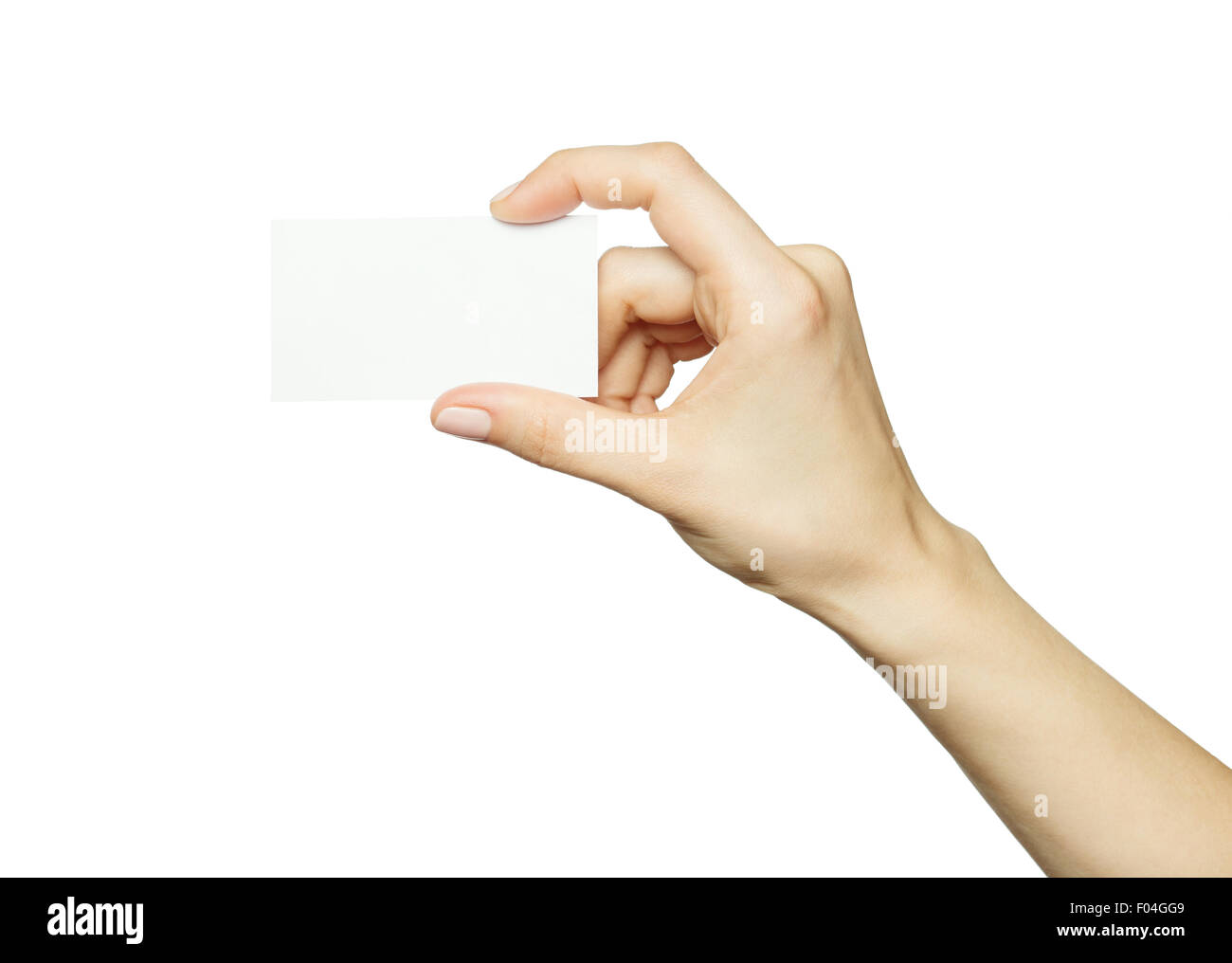 Woman's hand holding something, isolated on white Stock Photo - Alamy