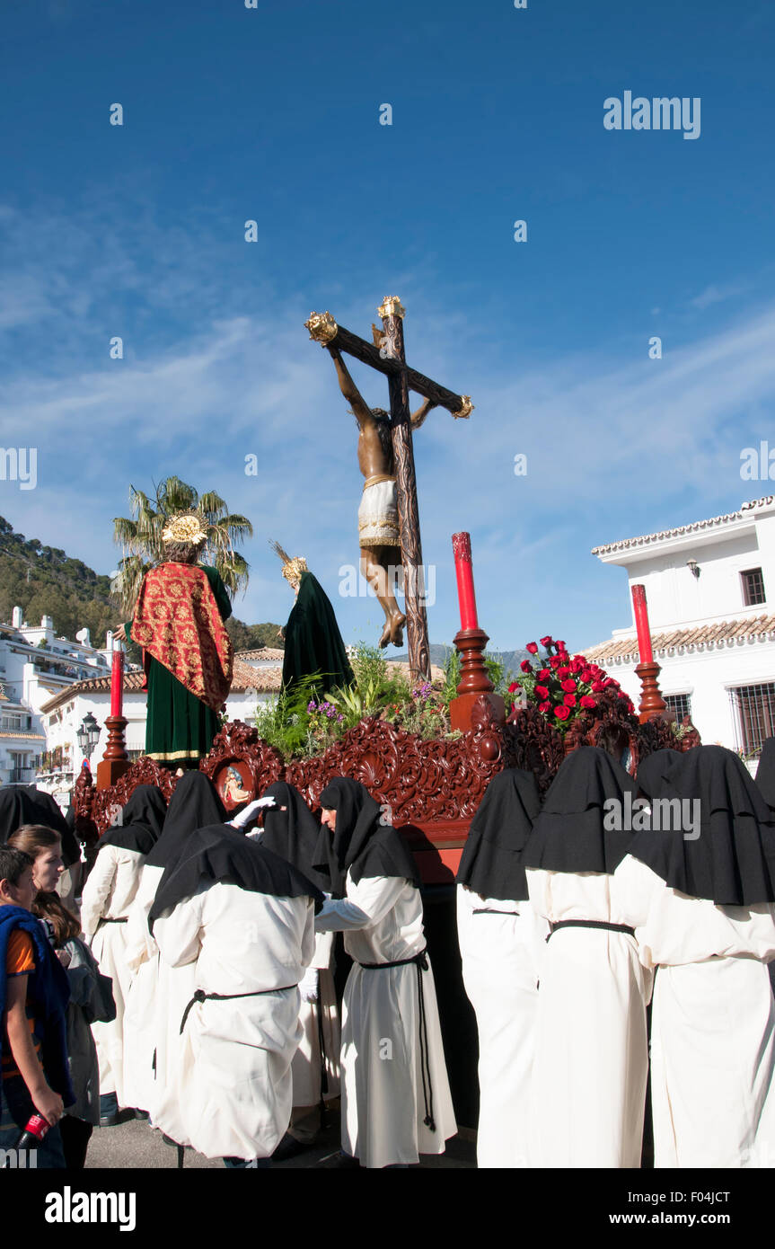 Traditional Easter Religious processions in Mijas in Andalucia Spain ...