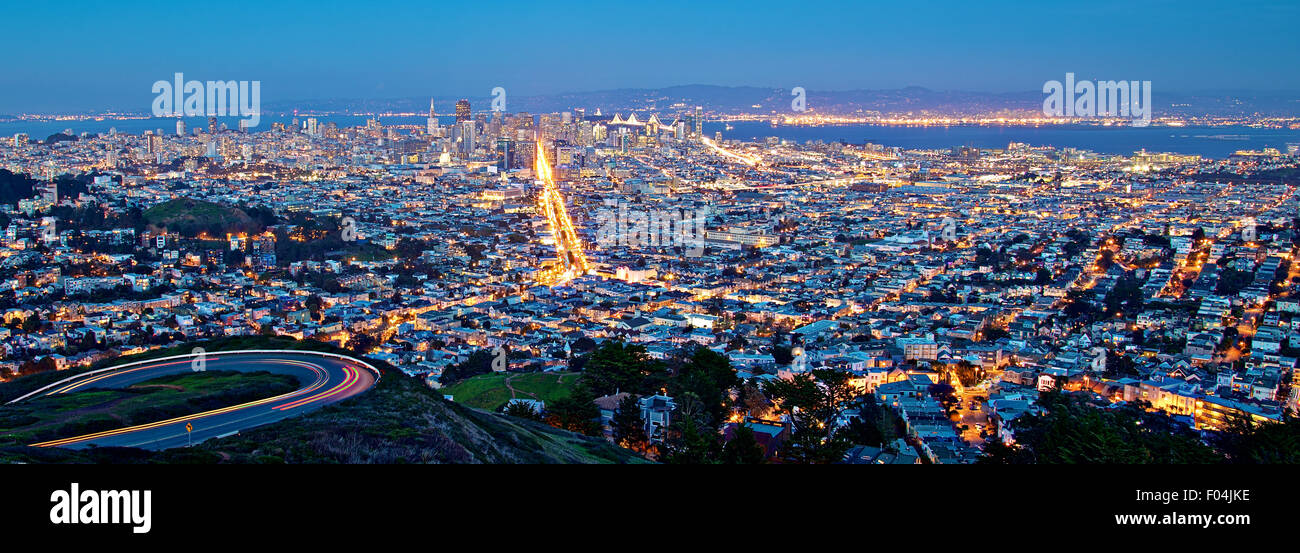 Aerial view of San Francisco Cityscape at Night Stock Photo - Alamy