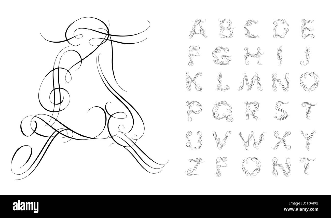 Calligraphic alphabet. Design elements Stock Vector Image & Art - Alamy