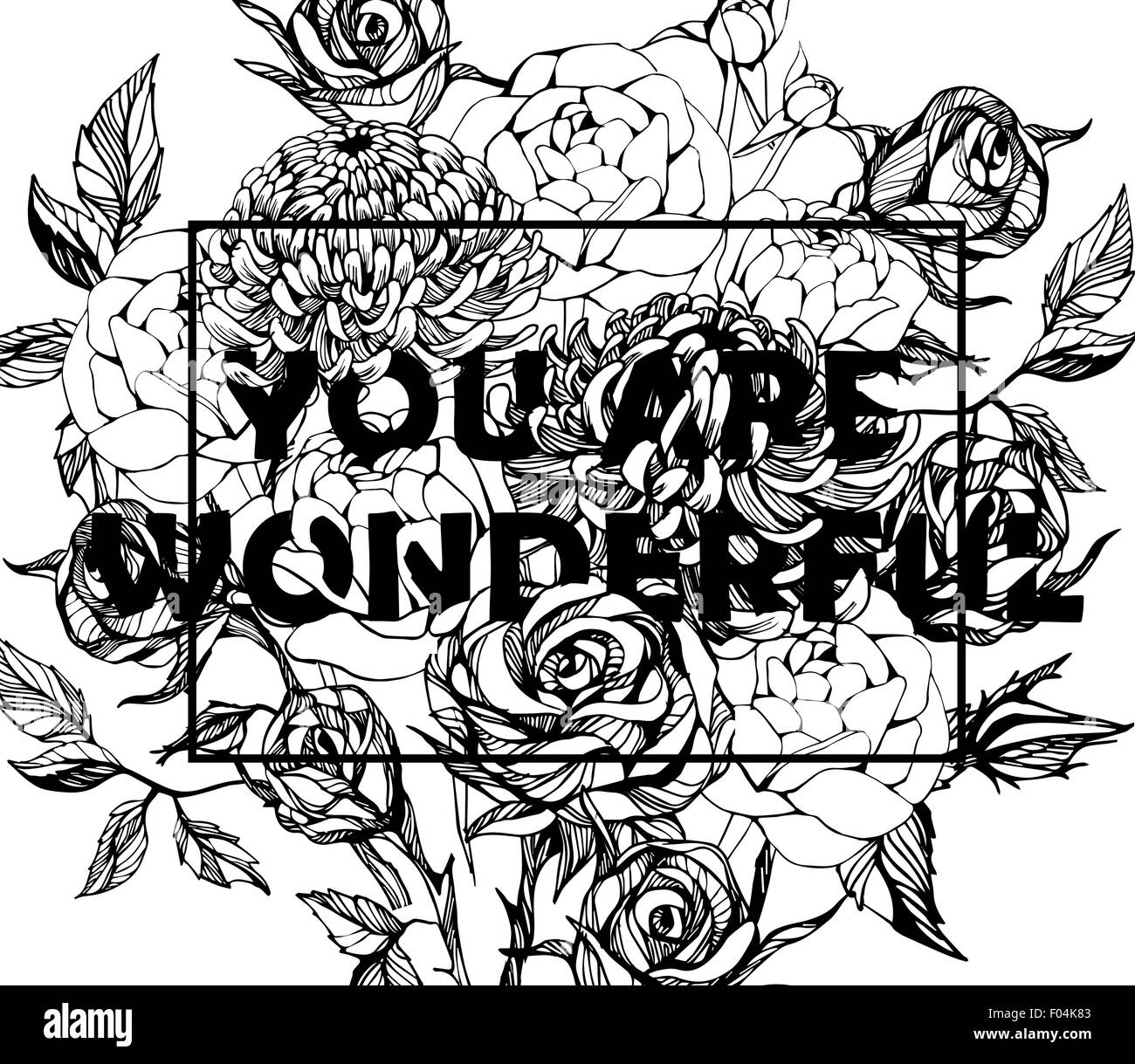 Motivational quote with flower background Black and White Stock Photos ...