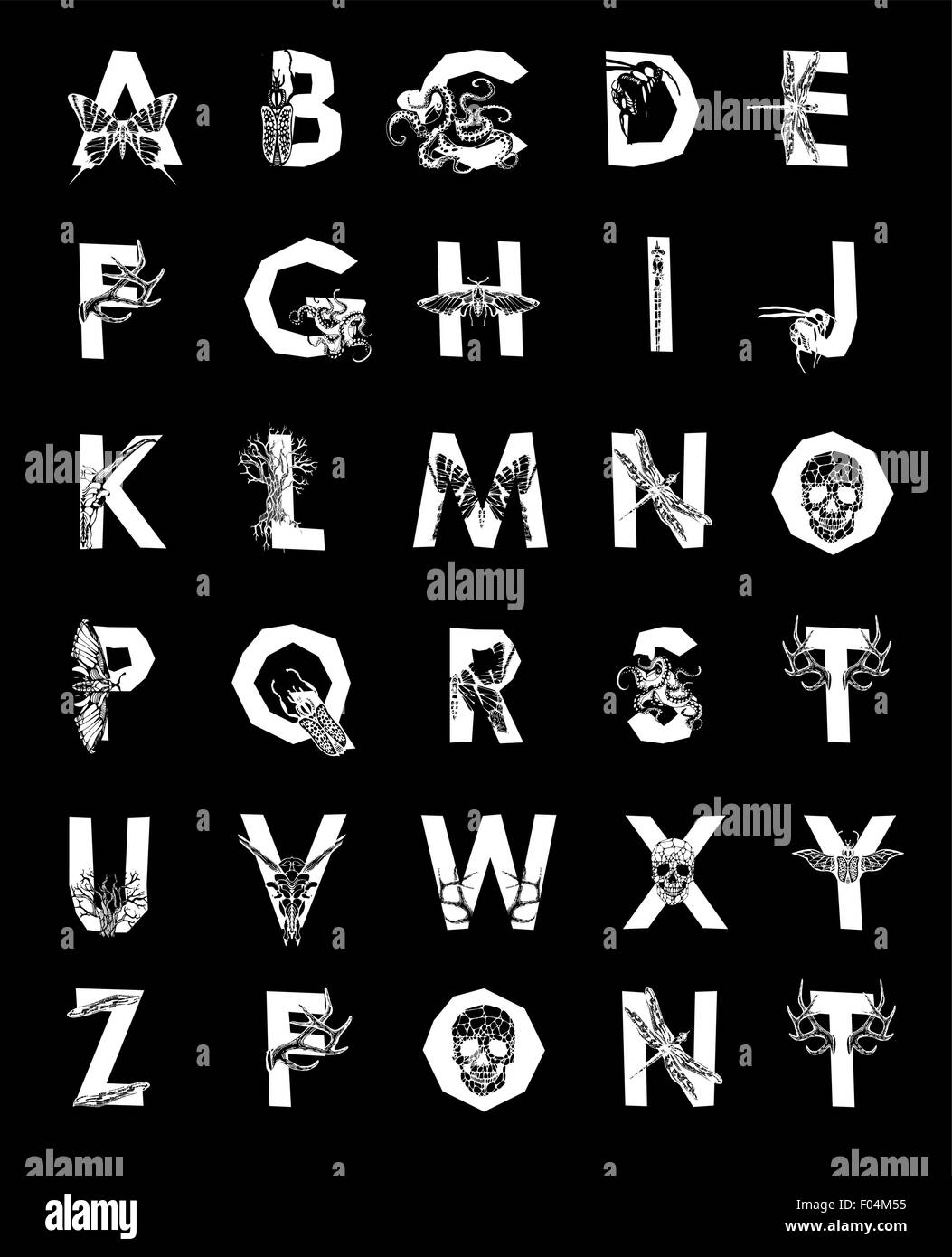 Polygonal font abc alphabet Black and White Stock Photos & Images - Alamy