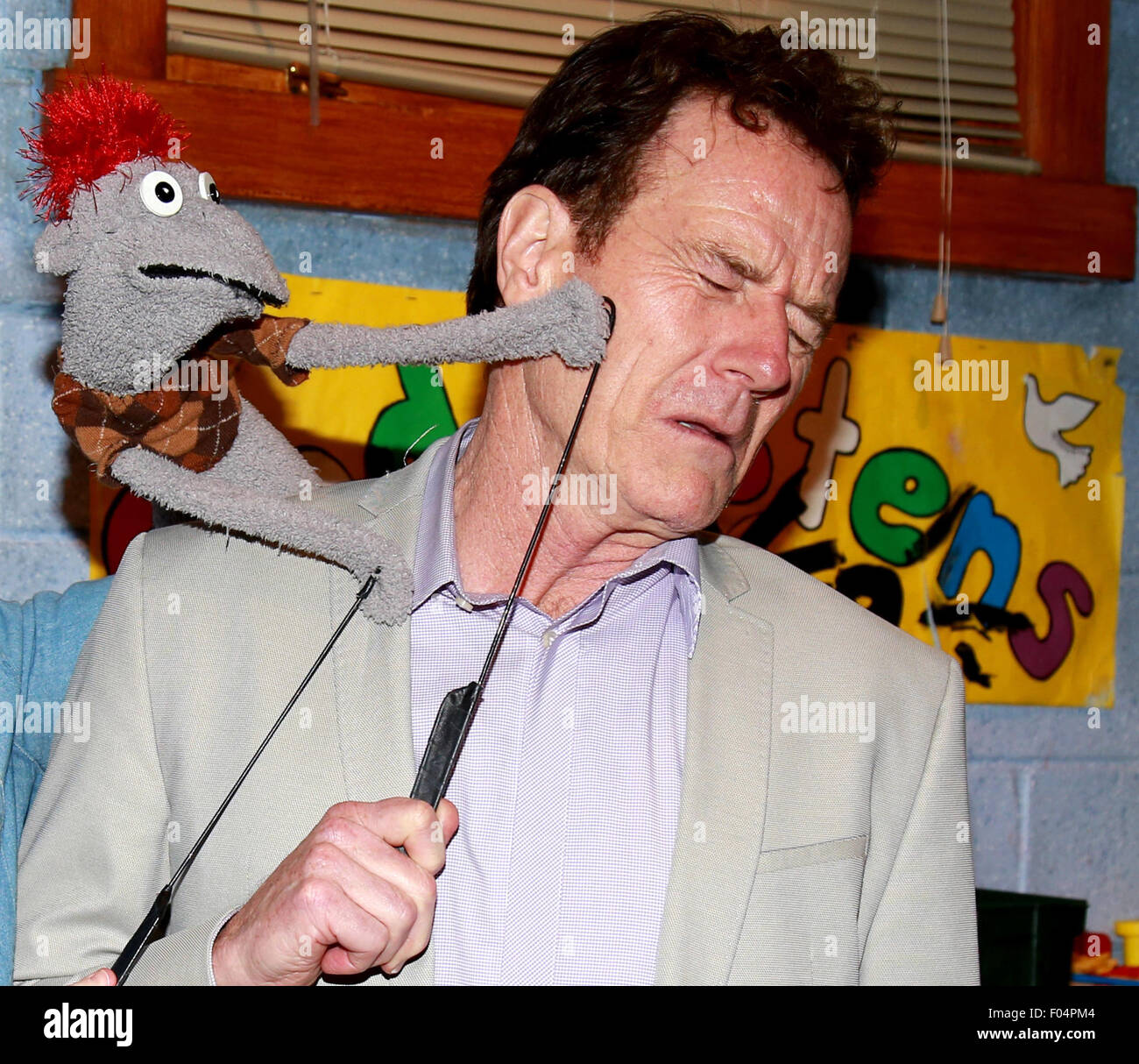 Bryan Cranston visits the cast of the Broadway play 'Hand To God ...