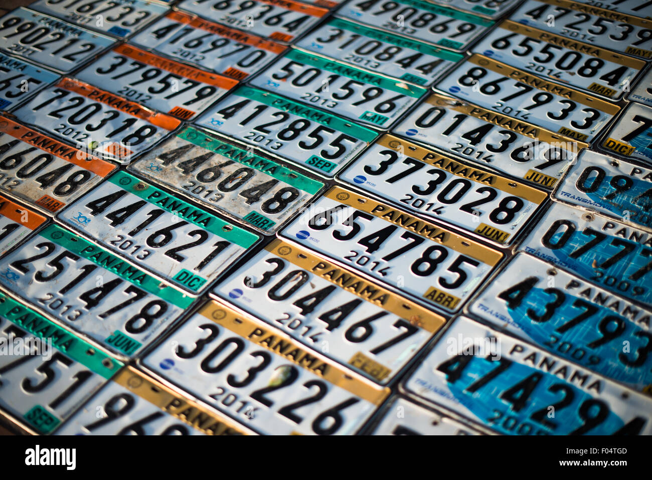 PANAMA CITY, Panama — Rows of Panamanian license plates are displayed ...