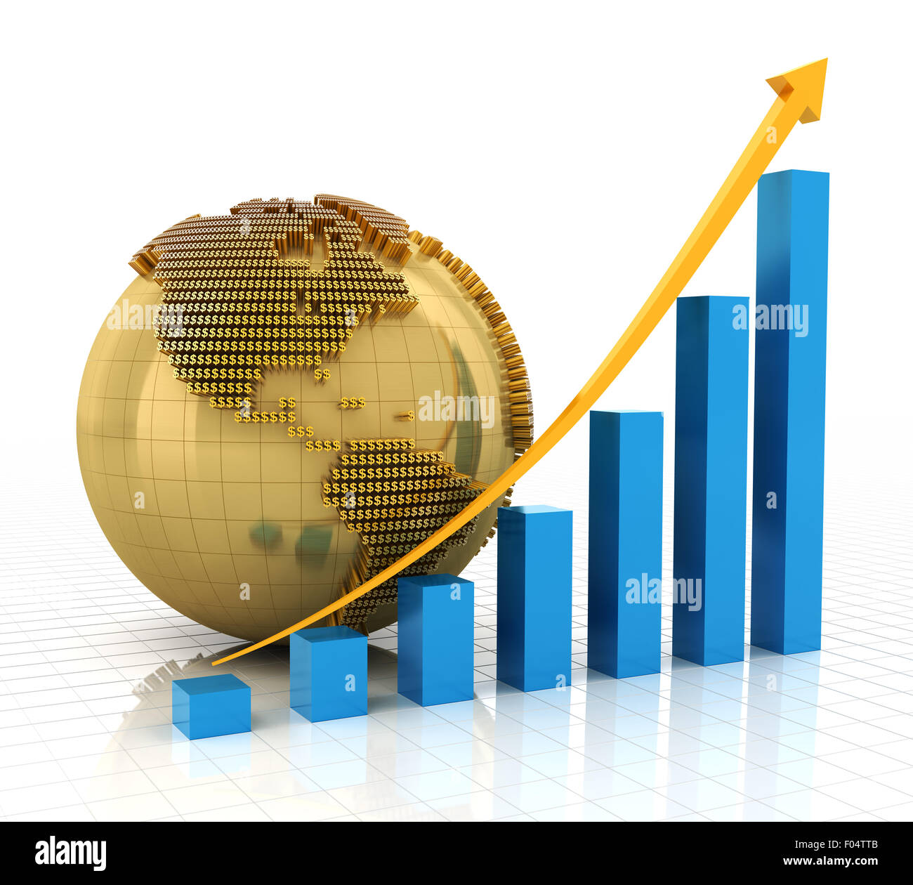 Rising chart with golden globe Stock Photo - Alamy