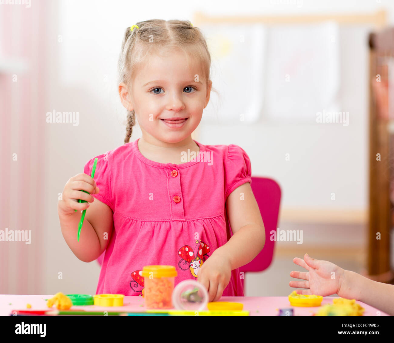 child girl drawing and making by hands Stock Photo - Alamy