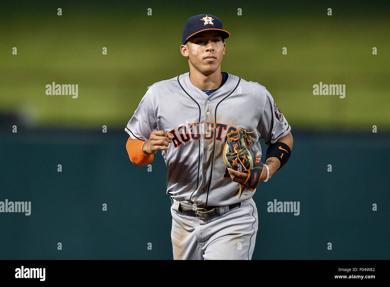 AUG 05, 2015: .Houston Astros shortstop Carlos Correa (1) heads to the ...