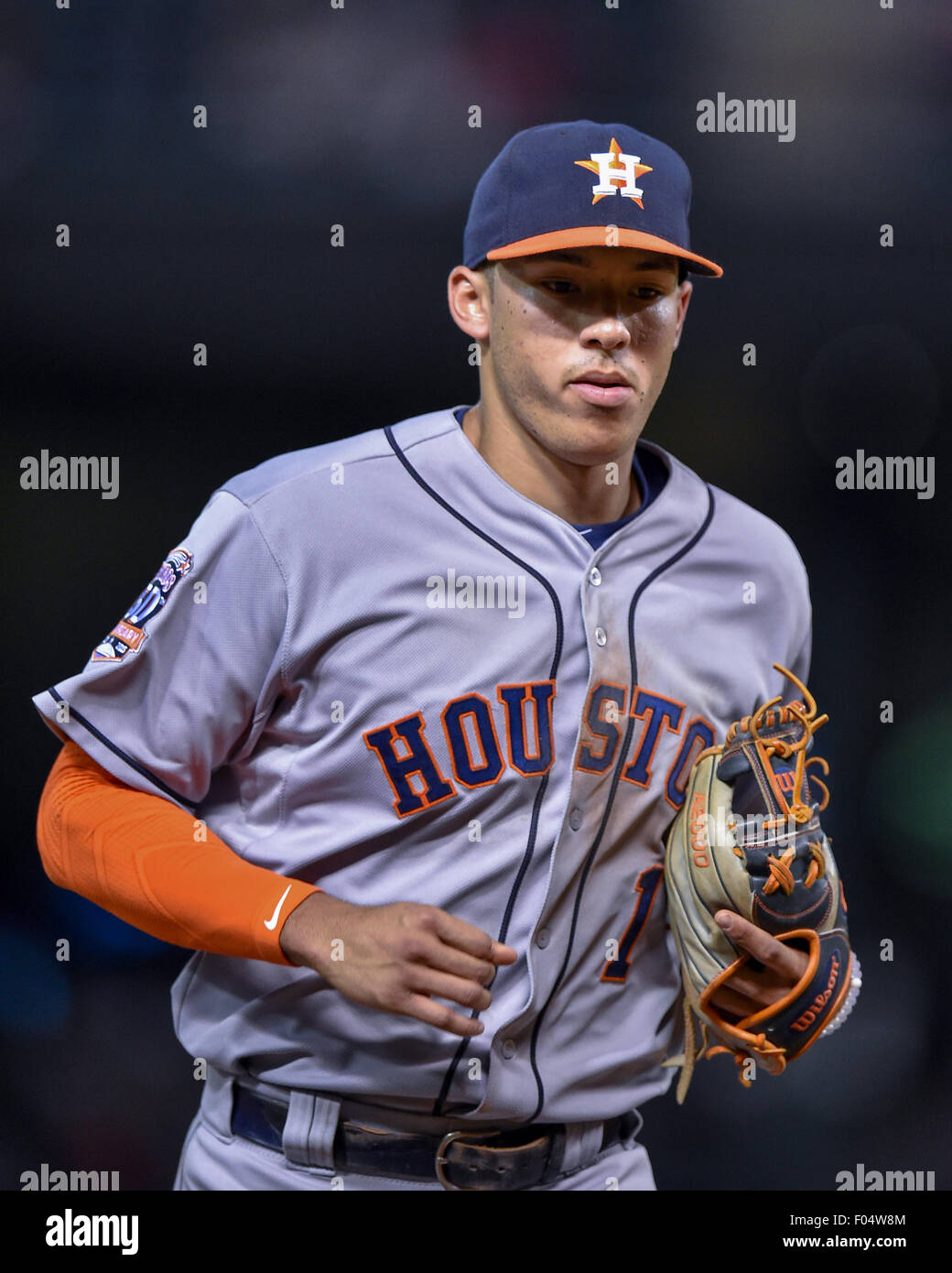 AUG 05, 2015: .Houston Astros shortstop Carlos Correa (1) heads to the ...