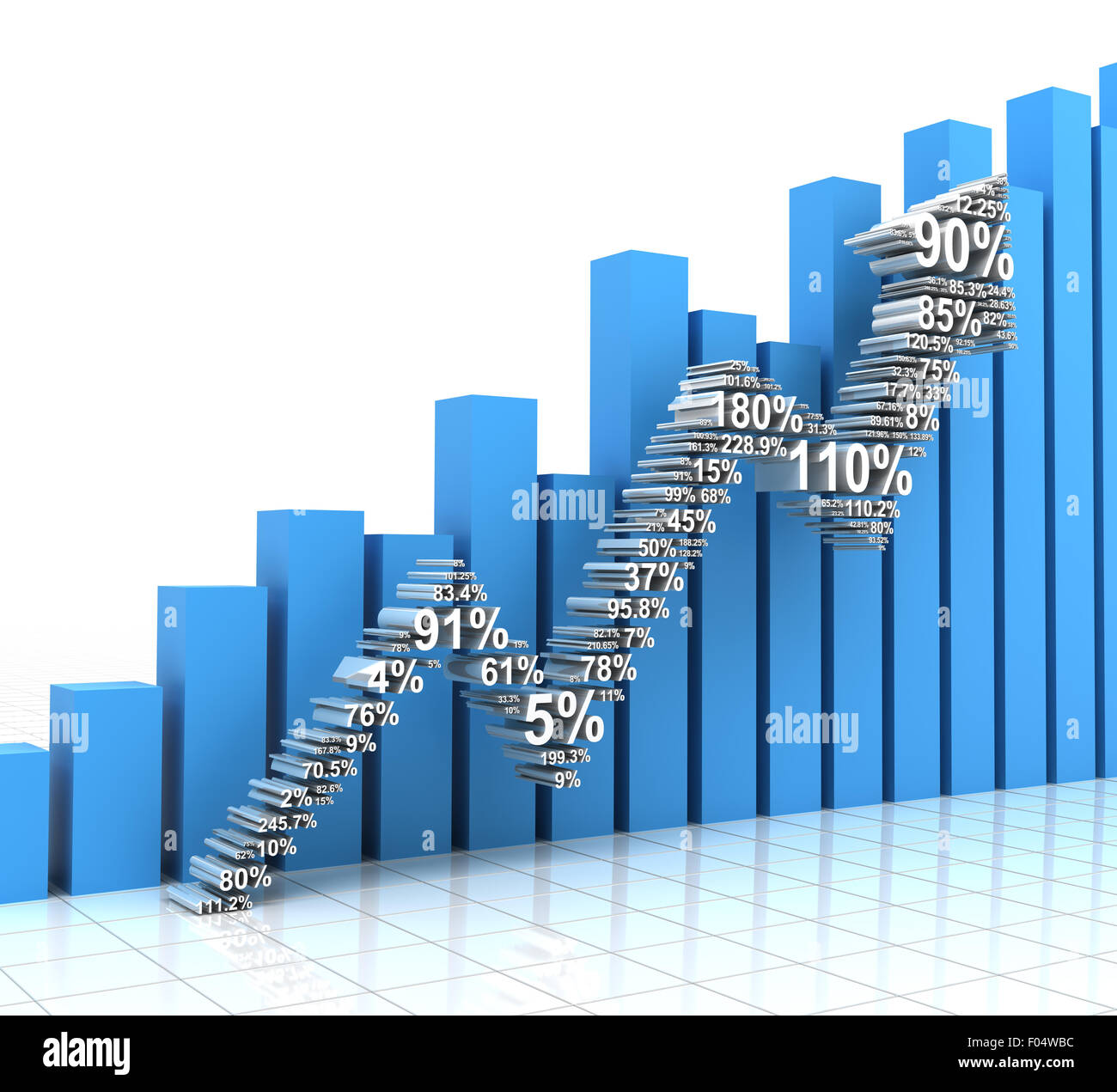 Growth chart with upward arrow formed by numbers Stock Photo - Alamy