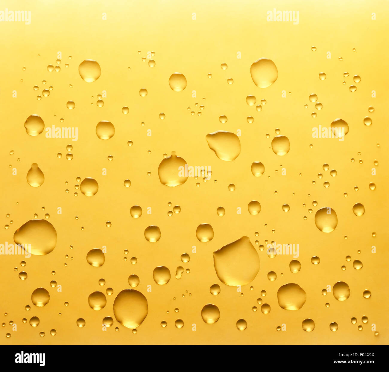 Real water drops on yellow background Stock Photo - Alamy