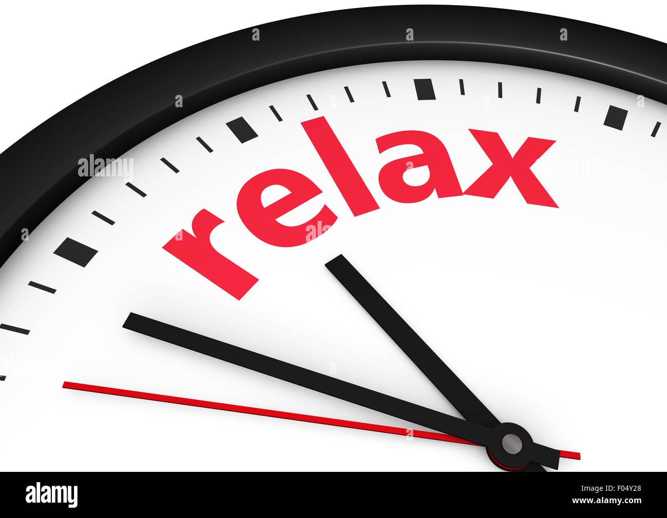 Time for relax concept with red word and sign printed on a clock face ...