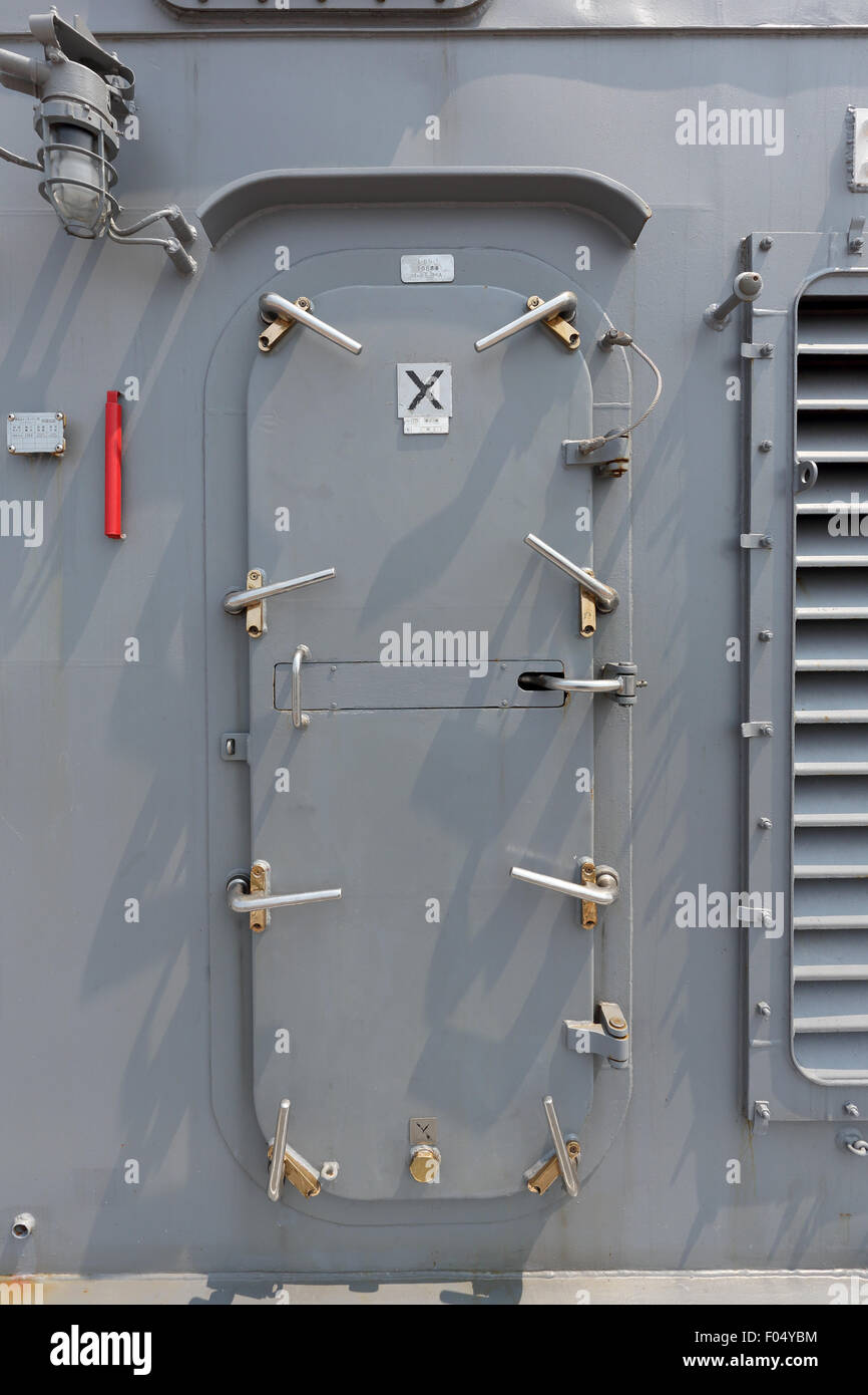 Warship - security door, Japan Maritime Self-Defense Force Stock Photo ...